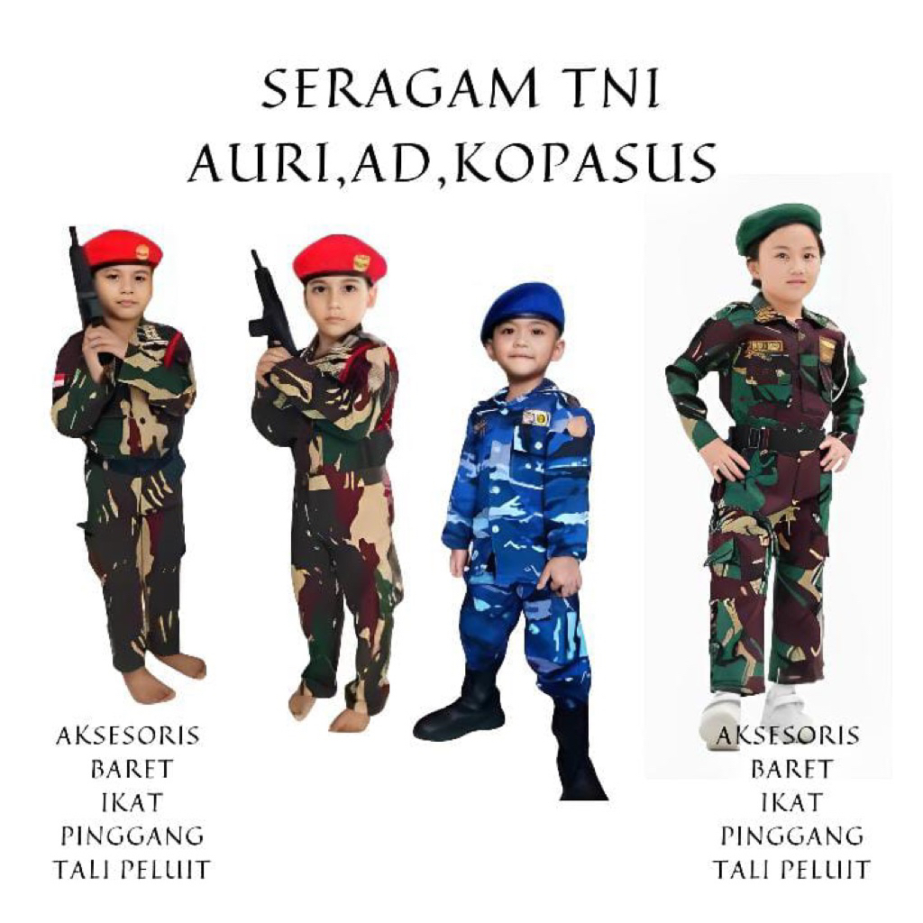Jual COD !!! SERAGAM COSTUM KARNAVAL TNI AD LORENG/TNI AU LORENG AURI ...