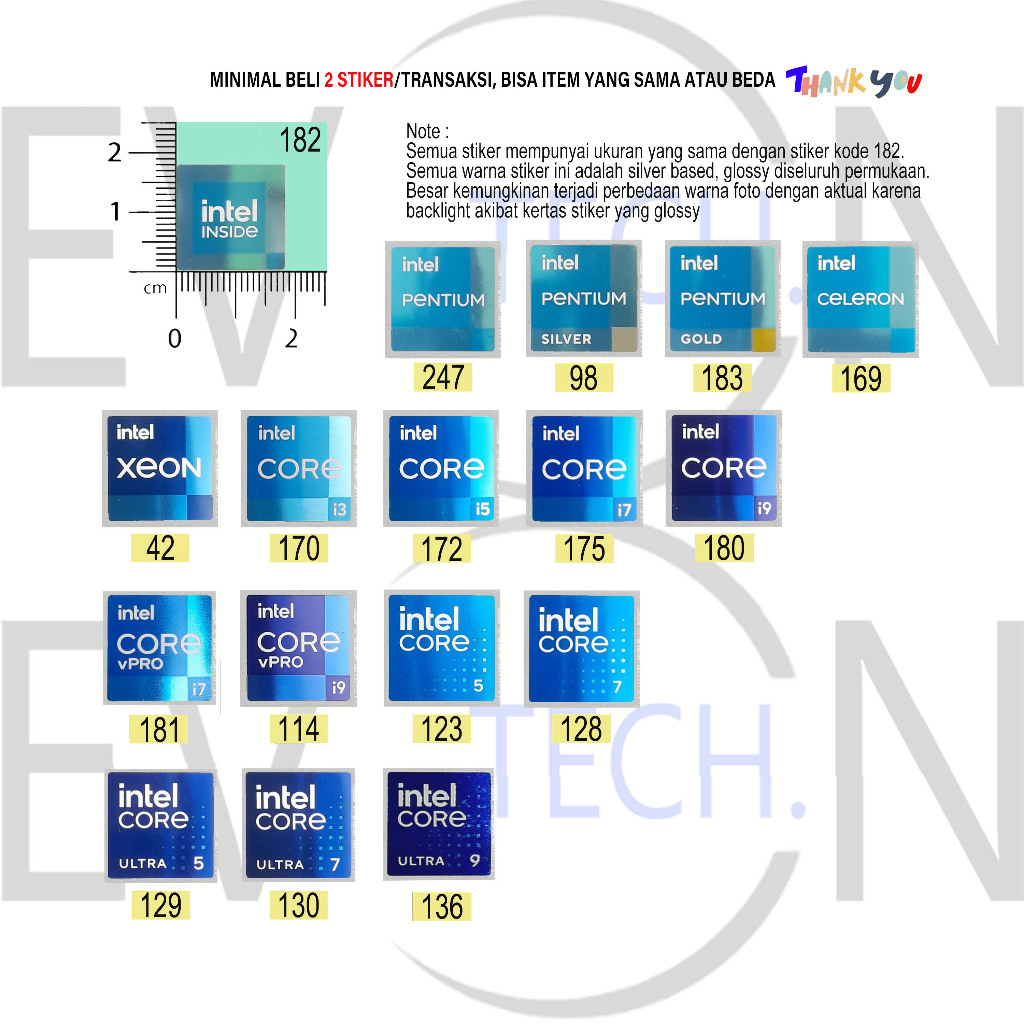 Jual Stiker Logo Intel Pentium Celron Xeon Core VPro i3 i5 i7 i9 11Gen ...