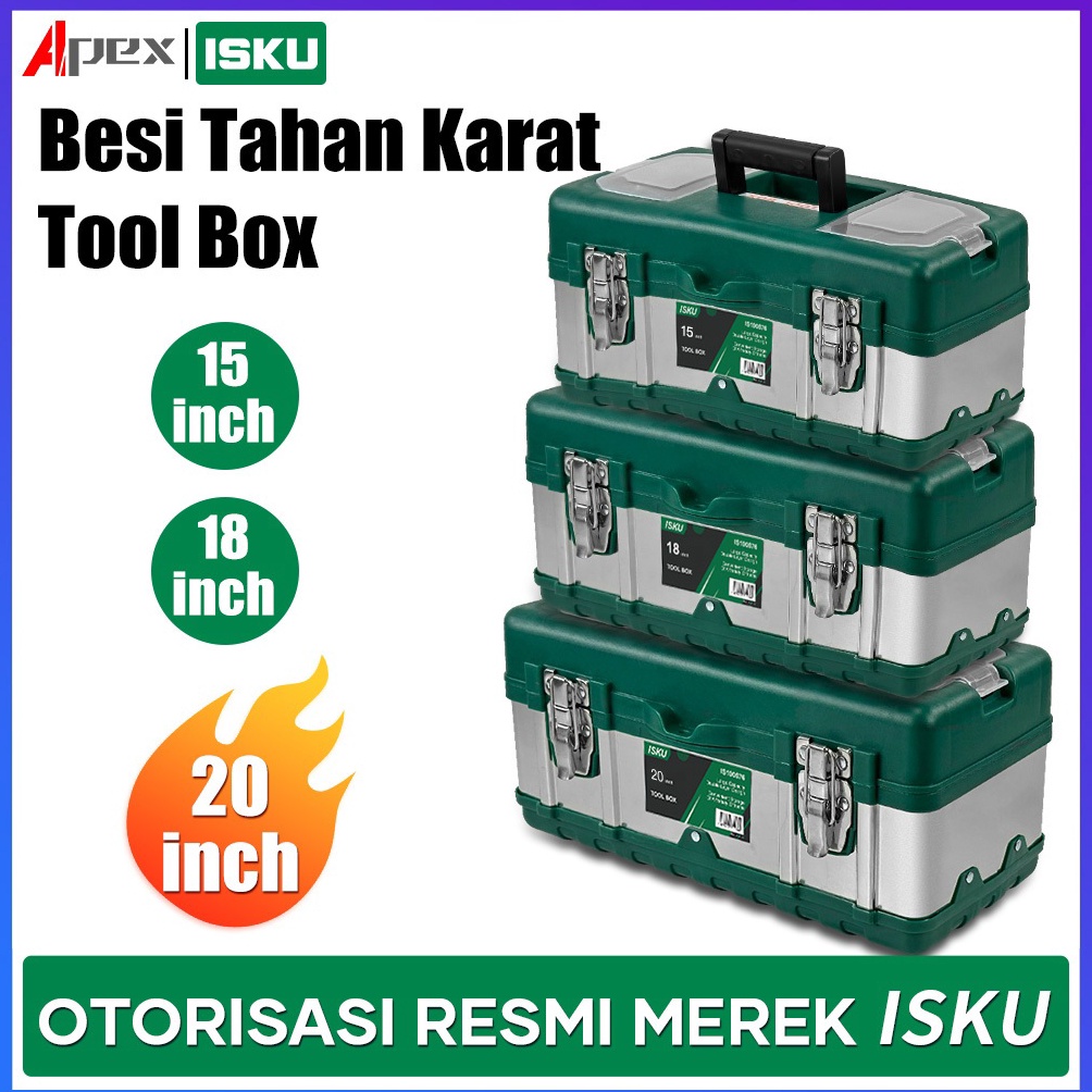 Jual KODE I44F ISKU Tool box Besar stainlees 15 18 2 inch tahan lama ...