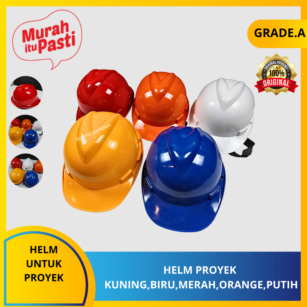 Jual HELM PROYEK kuning,putih,biru safety helmet helm safety. [A][#HELM ...