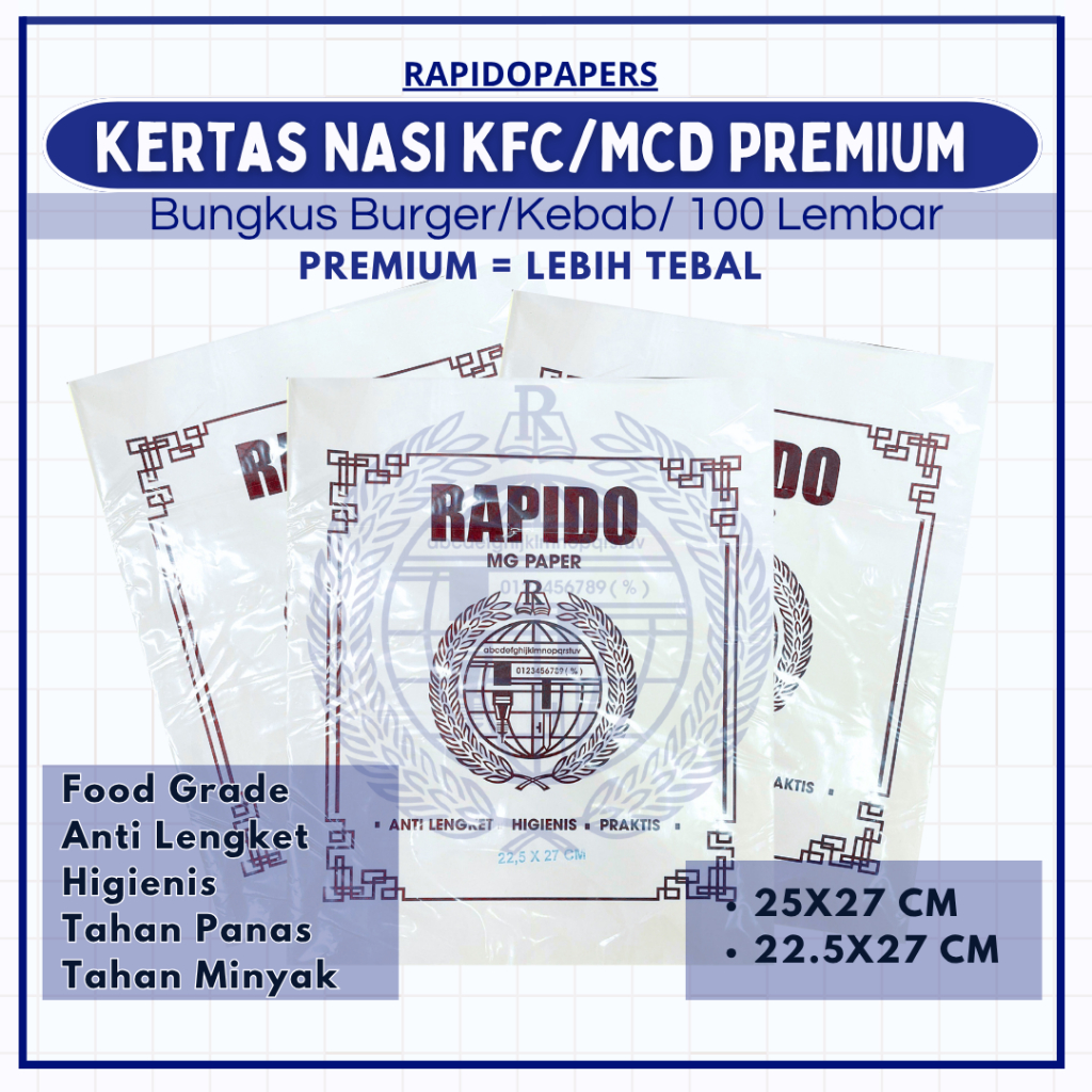 Jual Kertas Bungkus Nasi KFC PREMIUM "RAPIDO" [1 Pack isi 100 lembar ...