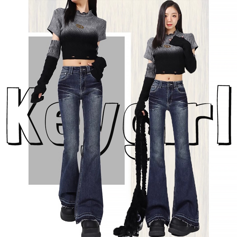 Jual Keygirl celana jeans cutbray wanita highwaist kancing premium ...