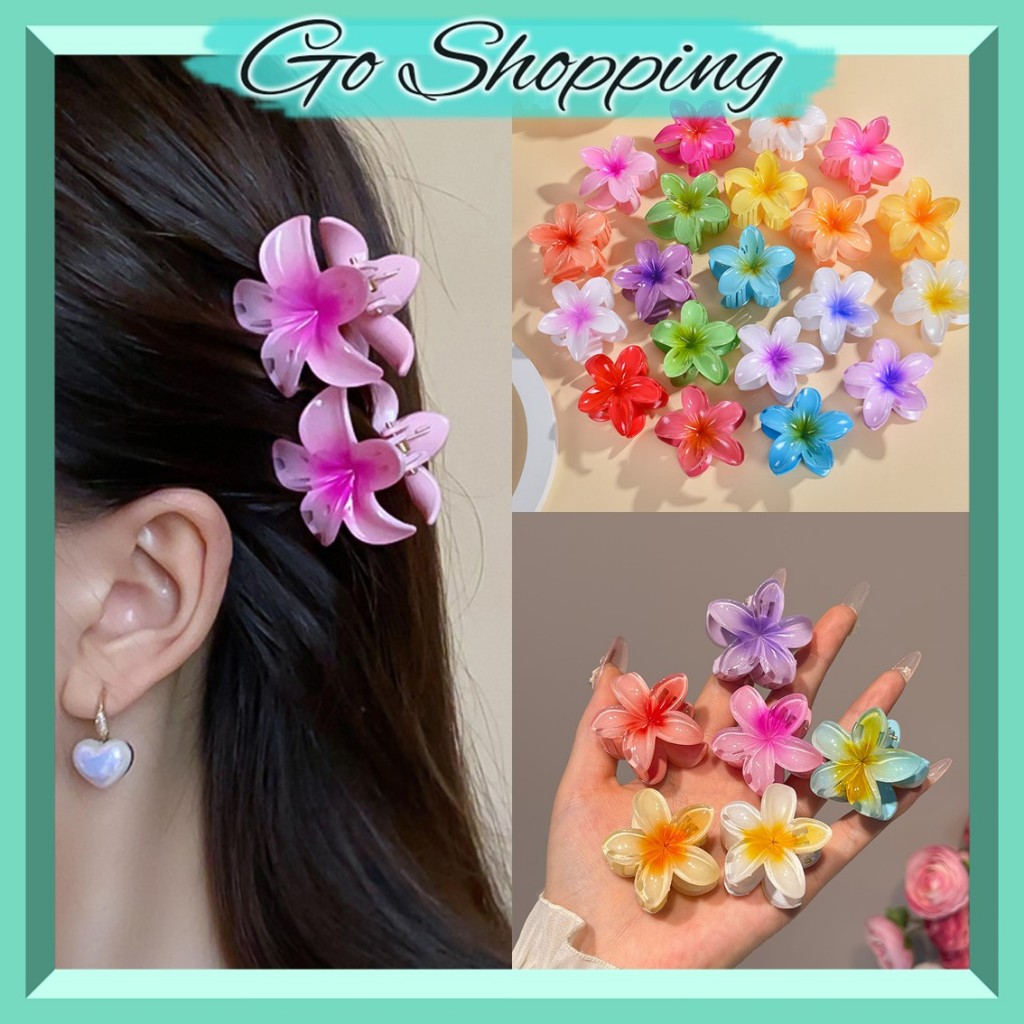 Jual GO!JP2098 Jepit Rambut Mini Model Bunga Kamboja Flower Jedai Akrilik Aksesoris Jepitan ...