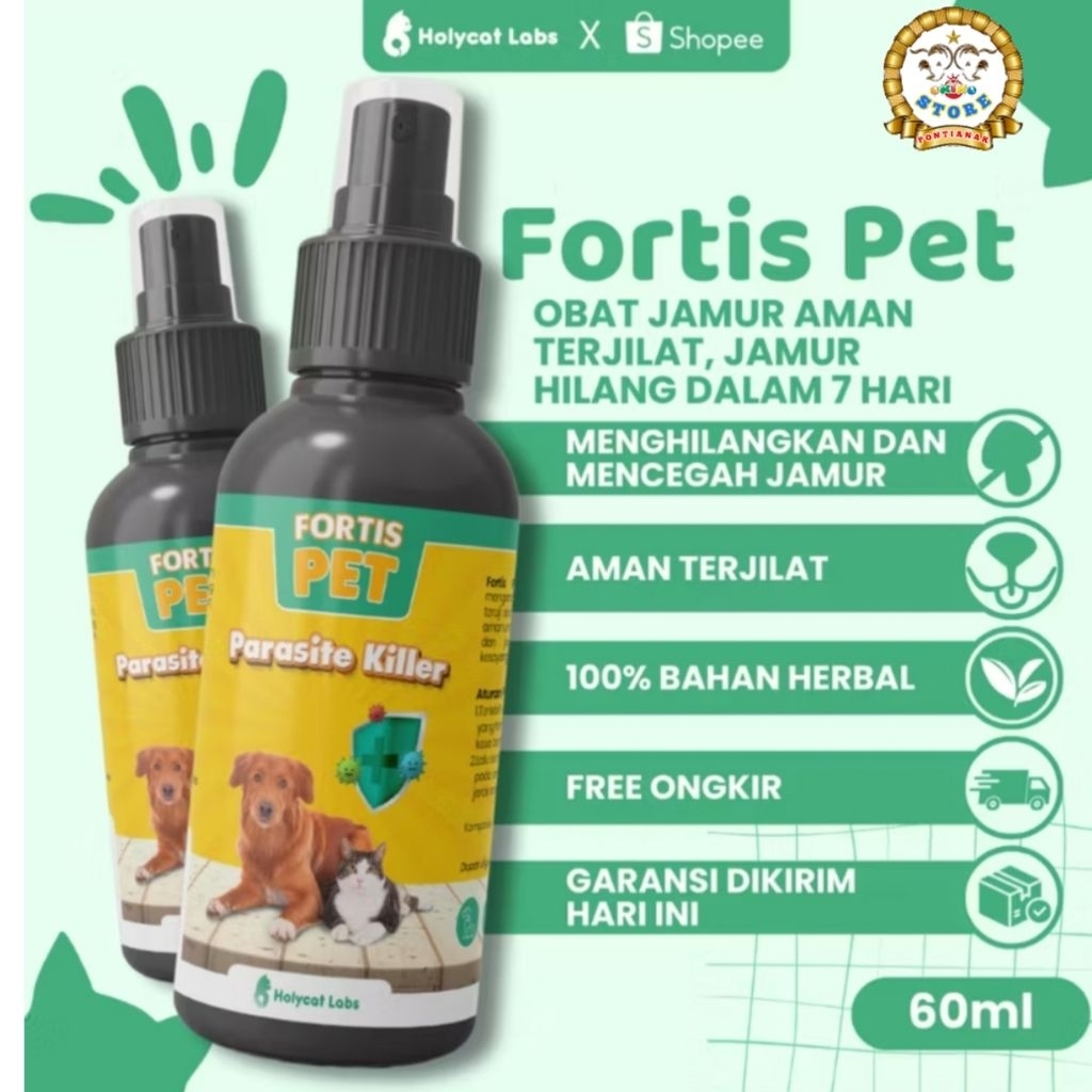 Jual fortis pet parasite killer 60ml Obat Jamur Scabies Demodex Kudis ...