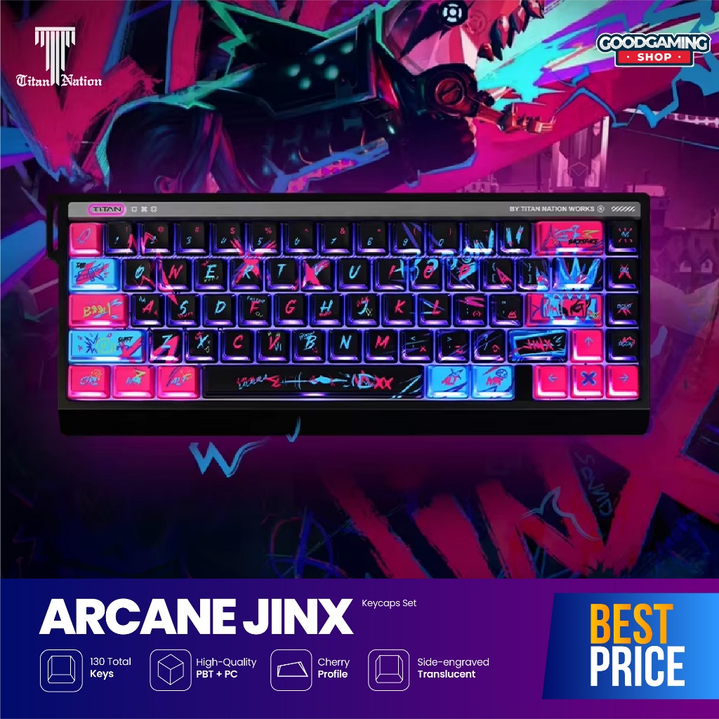 Jual Titan Nation Arcane Jinx Cherry Profile Heigh 130key+backlight ...