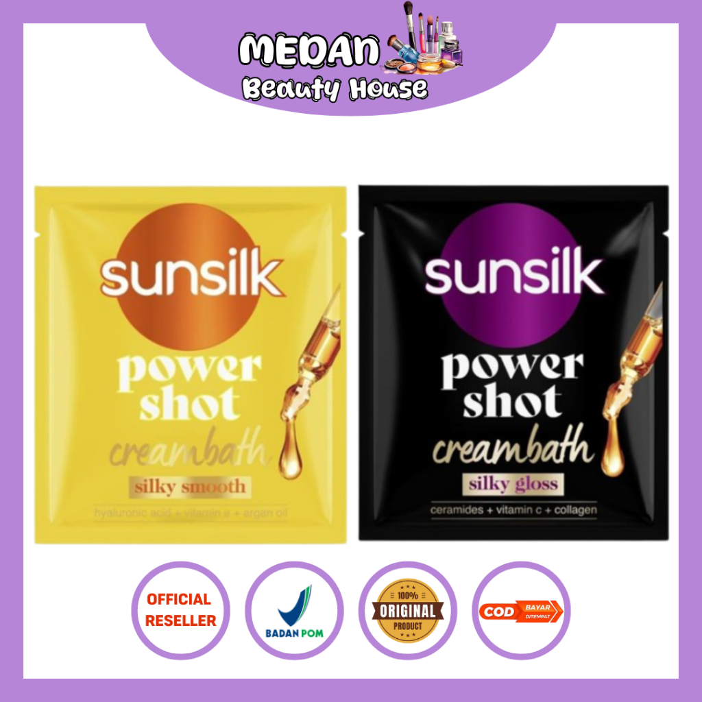 Jual SUNSILK POWER SHOT CREAMBATH SILK SMOOTH/GLOSS Sachet 30g | Shopee Indonesia