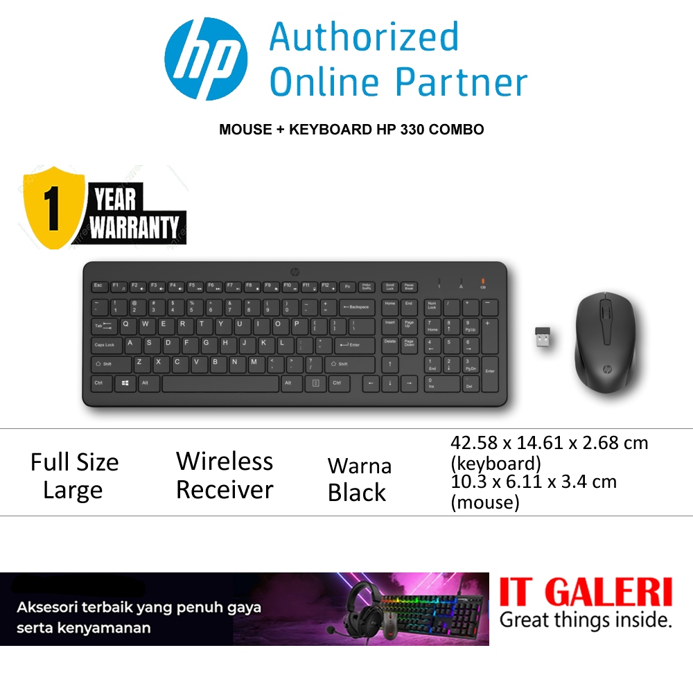Jual HP 330 Wireless Mouse and Keyboard Combination - 2V9E6AA | Shopee ...