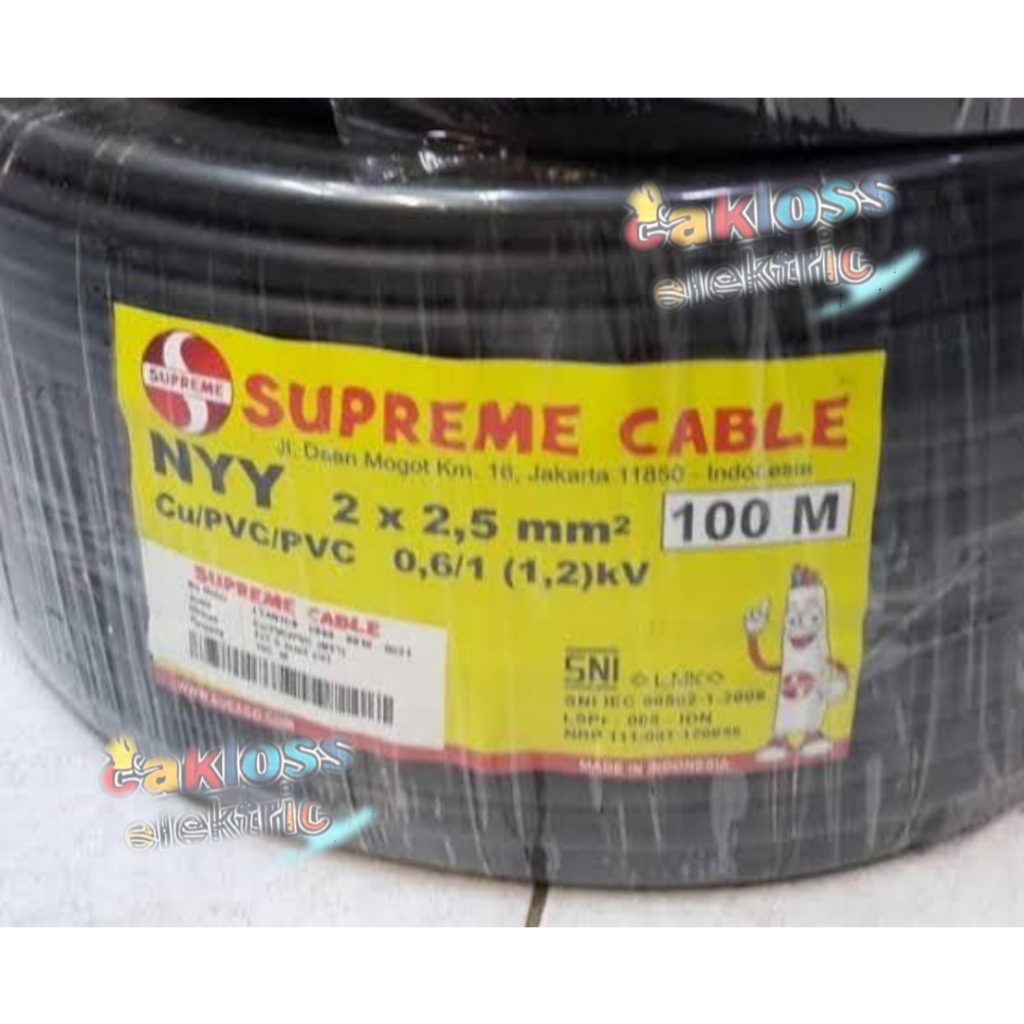 Jual Supreme Kabel NYY 2x2.5 mm2 Kabel Listrik Hitam Kawat NYY 2 X 2.5 ...