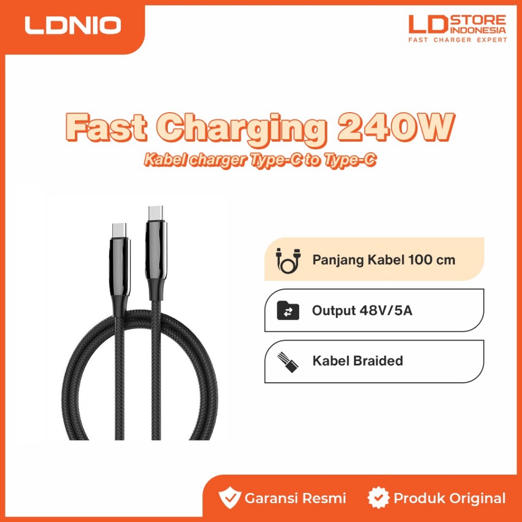 Jual Ldnio 65W Data Cable 2 Meter Type C to Type C PD+QC 3.0 Fast Charging LC632C | Shopee Indonesia