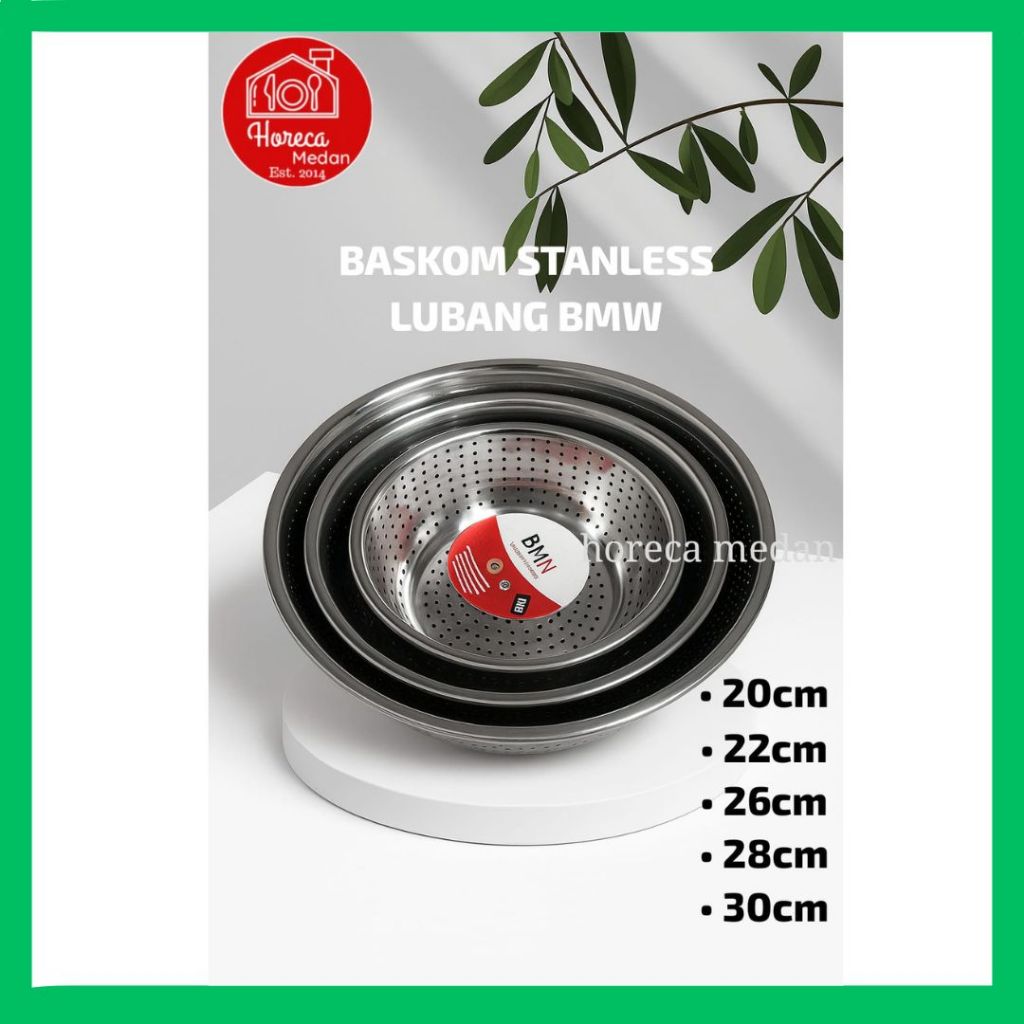 Jual Baskom Stainless Saringan Bolong Tebal Cuci Sayur BMW / Baskom ...