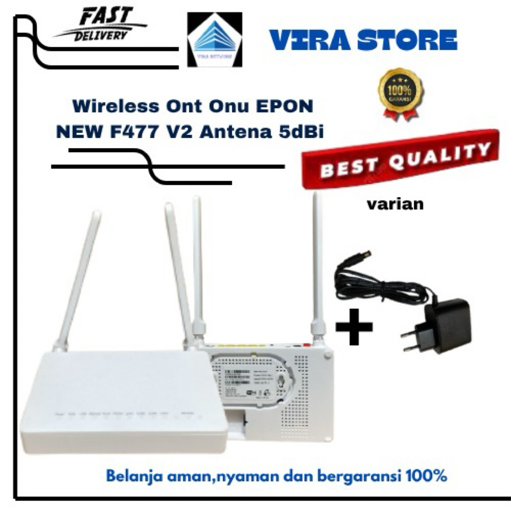 Jual Wireless Ont Onu EPON New F477 V2 Antena 5dBi include Adpator 12V ...