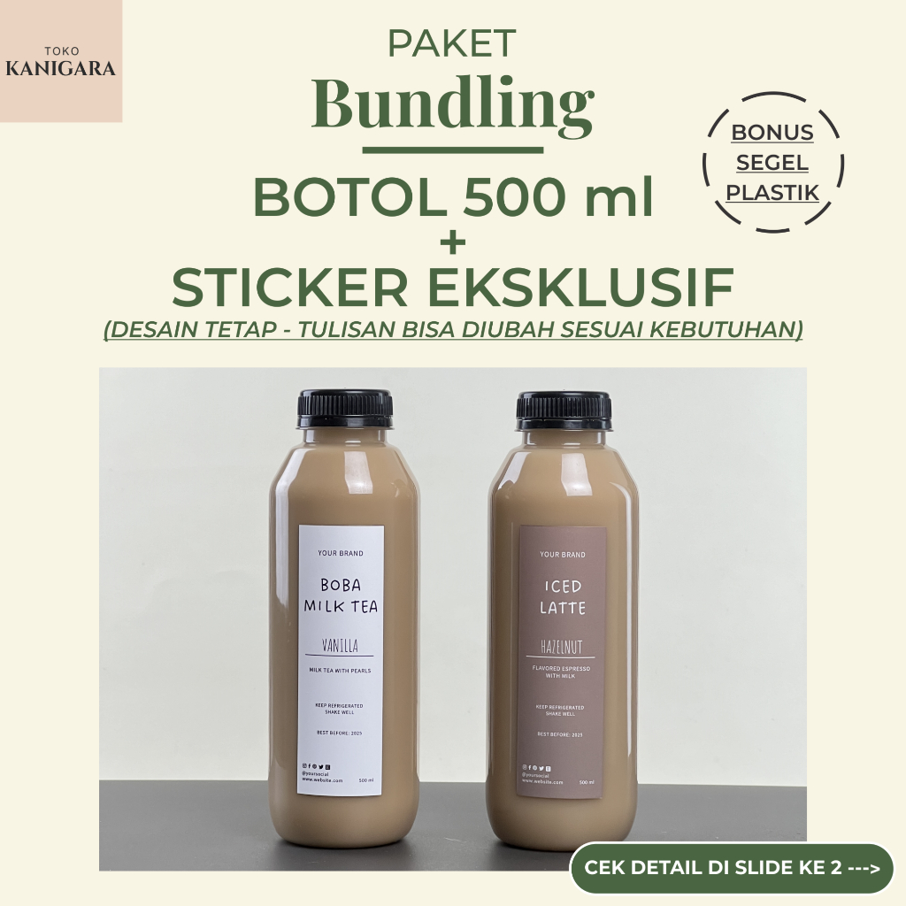 Jual Paket Botol 500ml + Sticker Custom + Bonus Segel - isi 25 / 50 pcs ...