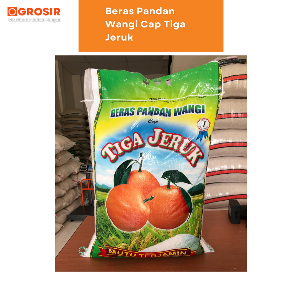 Jual Beras Bulat Pandan Wangi Asli Cap 3 Jeruk Putih Pulen Bersih ...