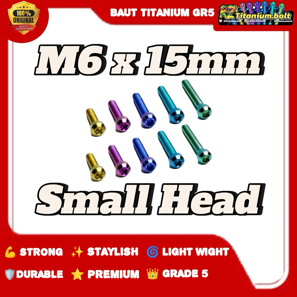 Jual Baut titanium GR5 Baut Titanium Bolt Baut probolt M6 X 15mm Drat ...