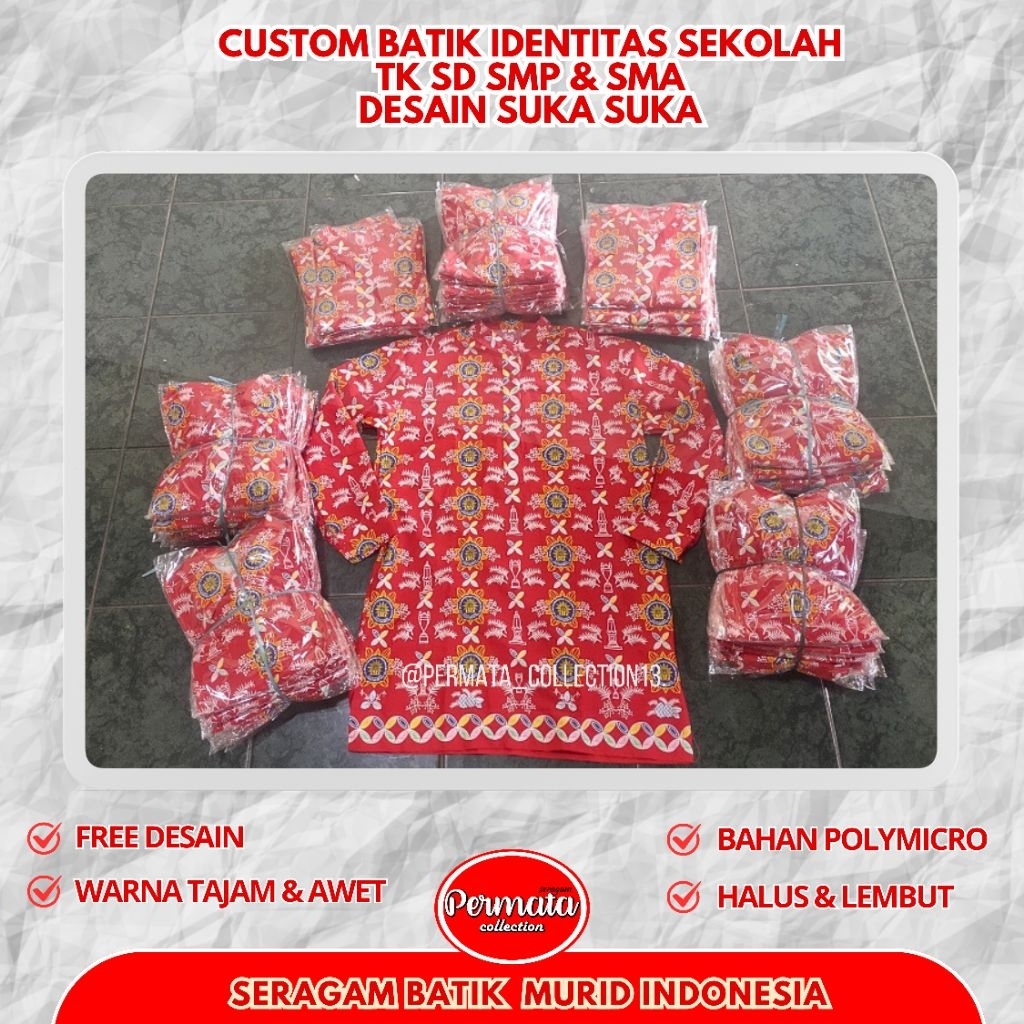 Jual PRE-ORDER BATIK SEKOLAH BATIK IDENTITAS CUSTOM TK SD SMP & SMA ...