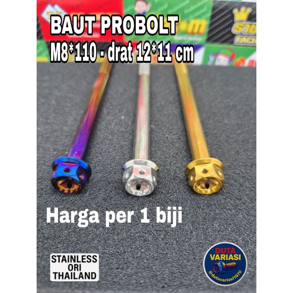 Jual BAUT PROBOLT DRAT 12x11 CM - M8x110. [ STAINLESS ORI THAILAND ...