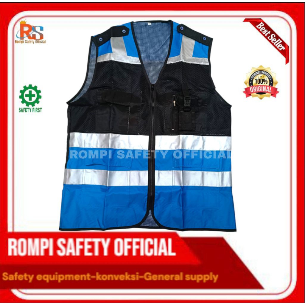 Jual ROMPI SAFETY BAHAN TASLAN WATERPROOF WARNA TURKISH KOMBINASI HITAM ...