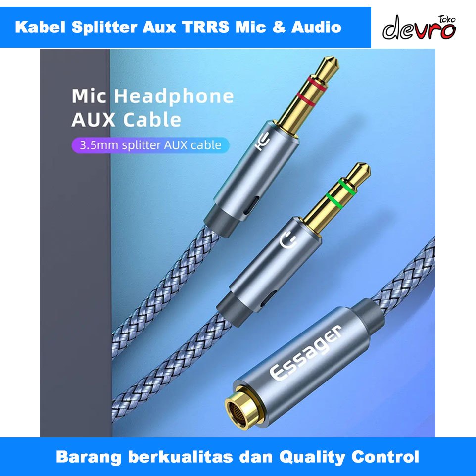 Jual Kabel Splitter Audio Jack 3.5mm Female TRRS to Dual Male Headphone ...