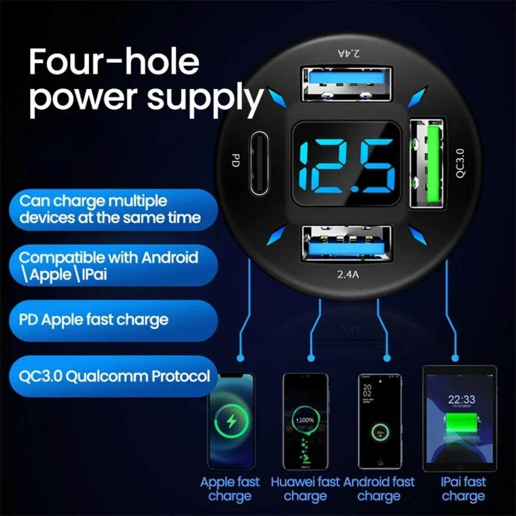 Jual car charger fast charger multi port USB quick charger HP mobil ...