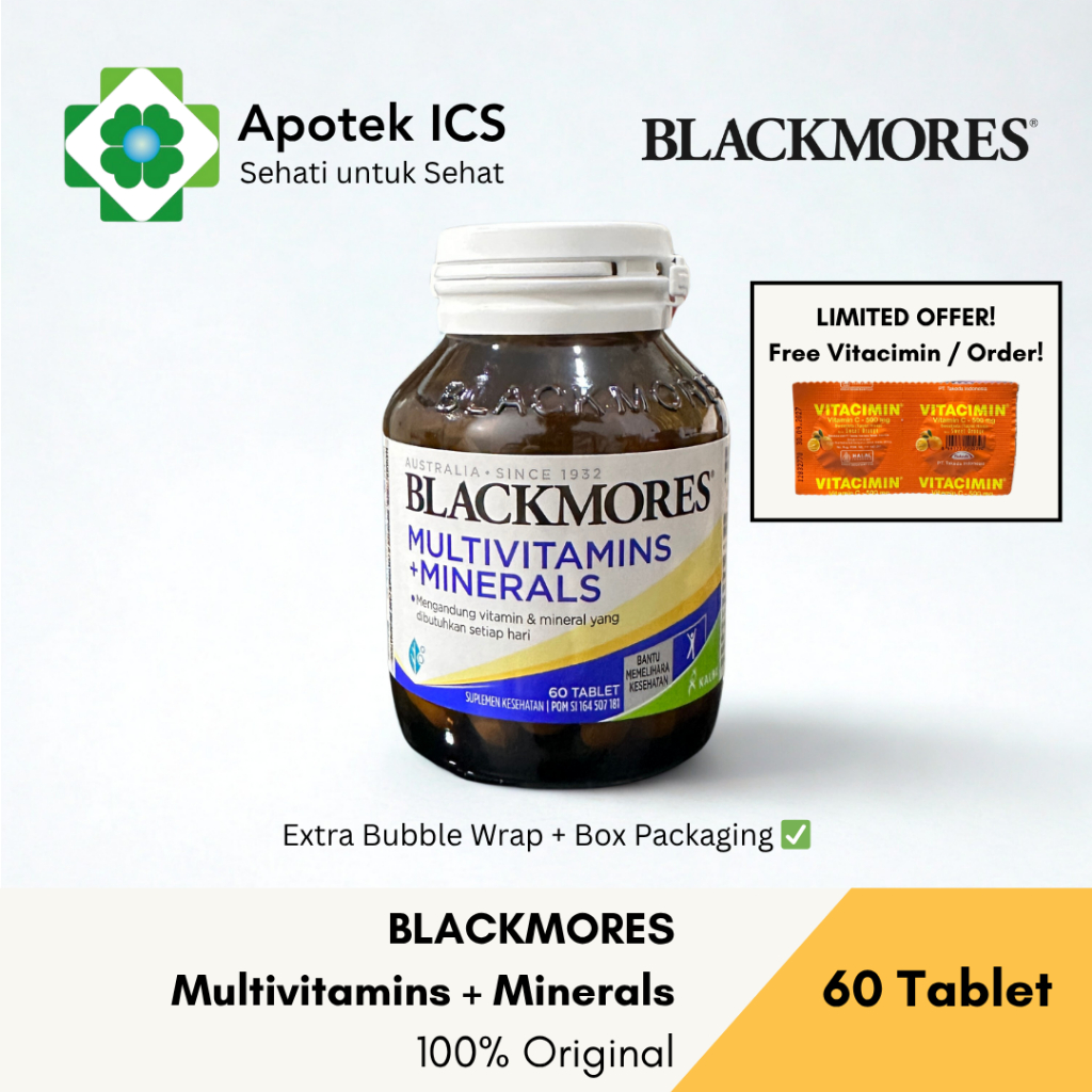 Jual Blackmores Multivitamins + Minerals 60 Tablet – Vitamin Harian untuk Daya Tahan & Energi ...