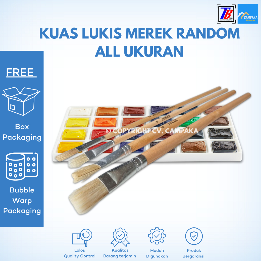 Jual Kuas Lukis Cat Air Acrylic Merek Random Ukuran 2 Inch, 4 Inch, 8 ...