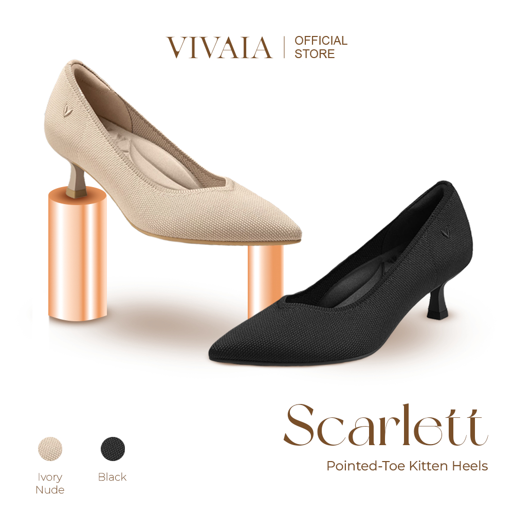 Jual VIVAIA Sepatu Wanita Pointed-Toe Kitten Heels (Scarlett) - Black ...
