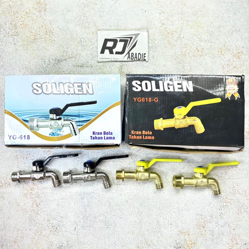 Jual Kran Keran Bola Tembok Cor Hitam/Gold Besi SOLIGEN YG-618 1/2" 3/4 ...