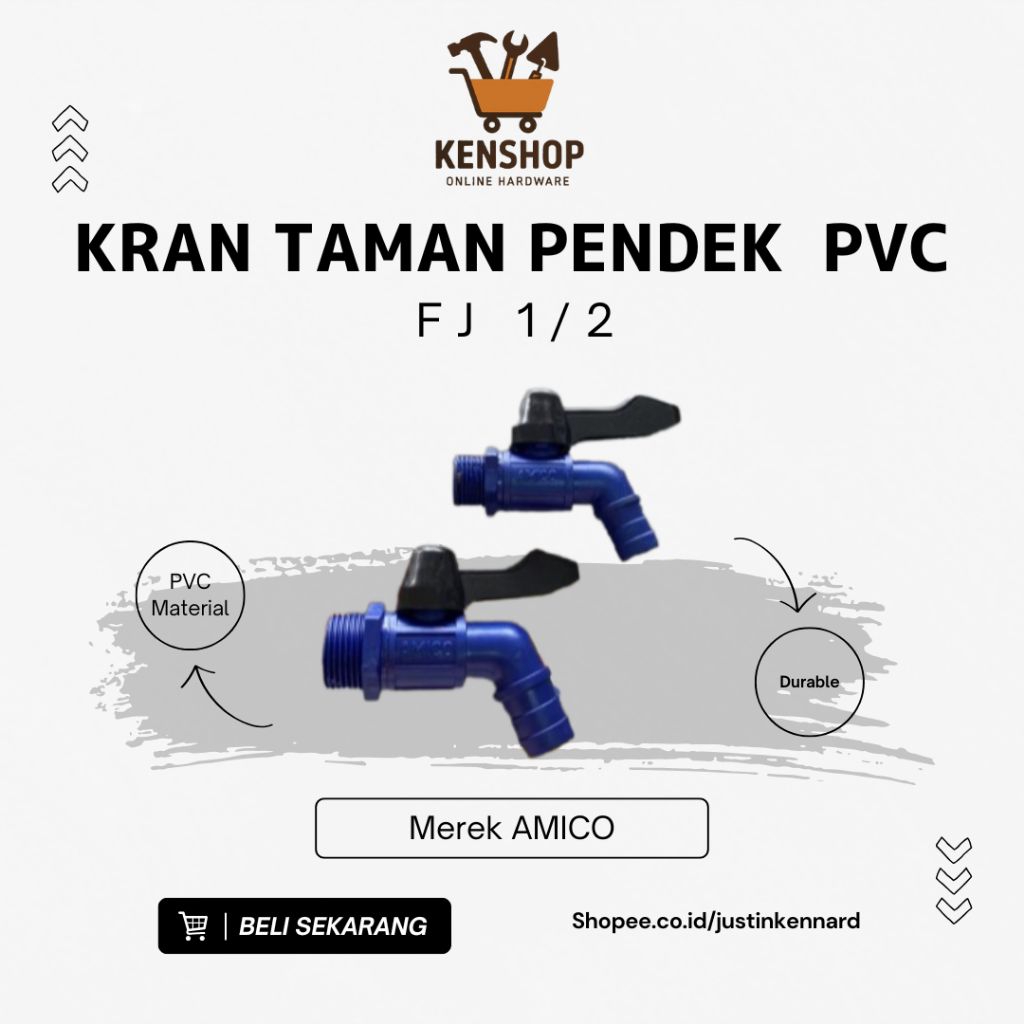 Jual Kran AMICO FJ 13 Kran Air Taman Pendek PVC 1/2"-3/4" | Shopee ...