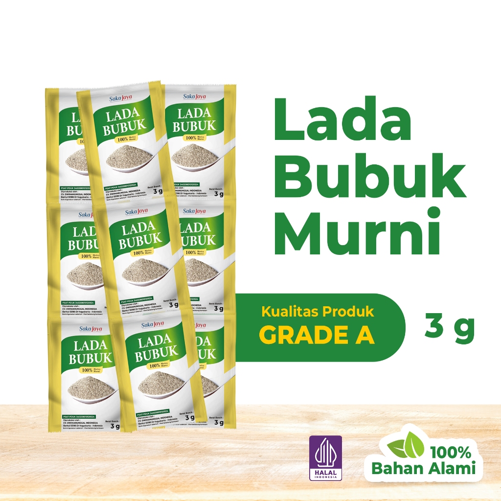 Jual [RENCENG] Lada Murni Bubuk 3gr Saka Jaya (Kemasan 3gr x 12 pcs ...