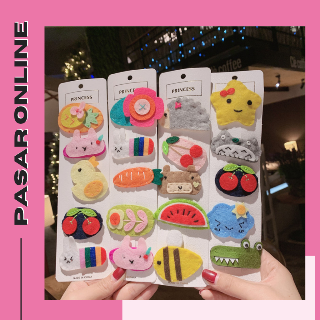 Jual ACC145 Jepit Rambut Anak Kain Motif Karakter Cute Korea Hairpin ...