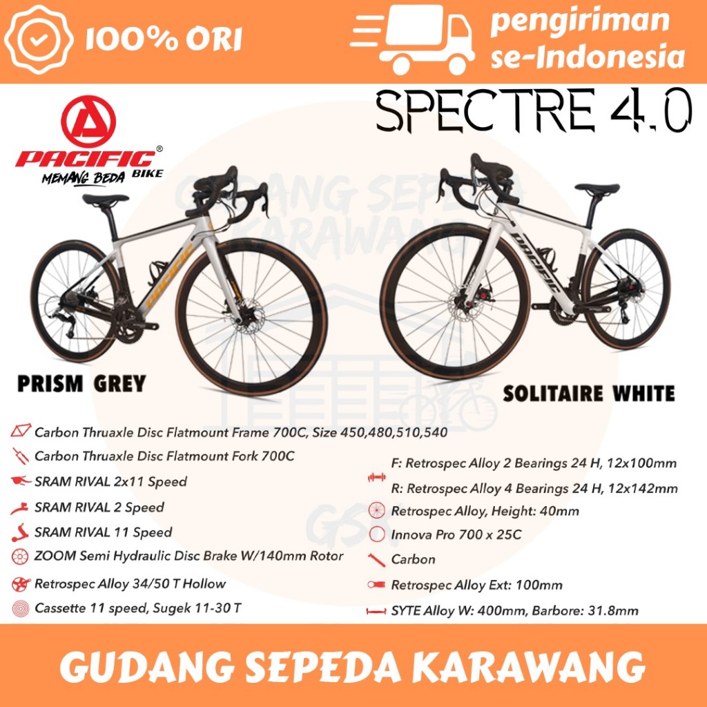 Jual SEPEDA BALAP ROAD BIKE PACIFIC SPECTRE 4.0 700C CARBON SUPER PROMO | Shopee Indonesia