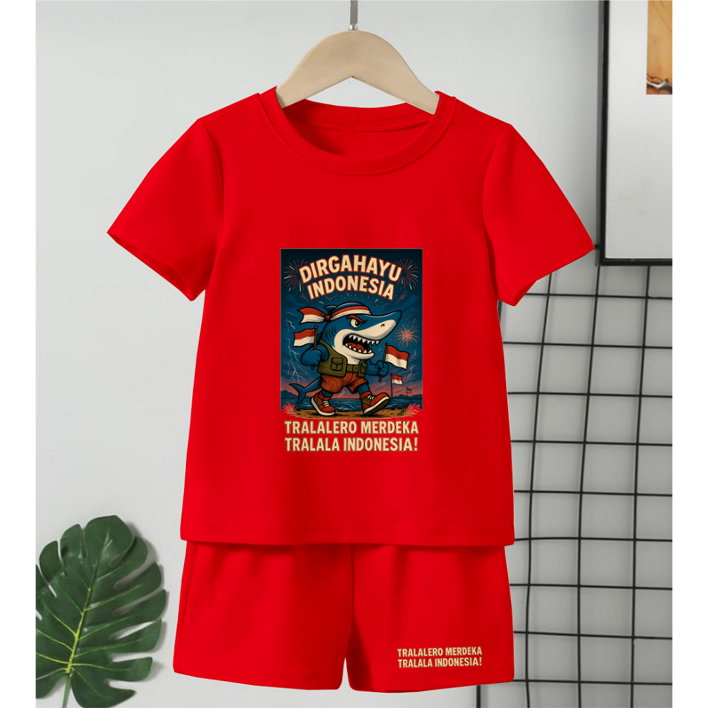 Jual Setelan Anak Cowok Cewek Motif Kemerdekaan HUT RI Gambar Karakter Anomali Tralala Indonesia ...