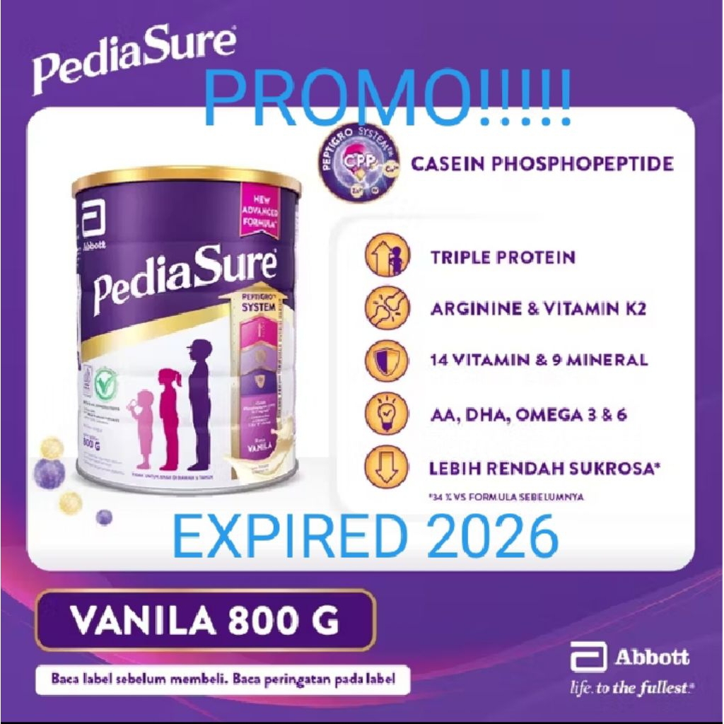 Jual Pediasure Triplesure vanila 800gr Susu Pertumbuhan Anak (1-10 Tahun ) | Shopee Indonesia