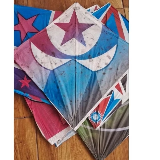 Jual layang layang bahan kertas motif sablon ukuran 58 isi 10 (super ...