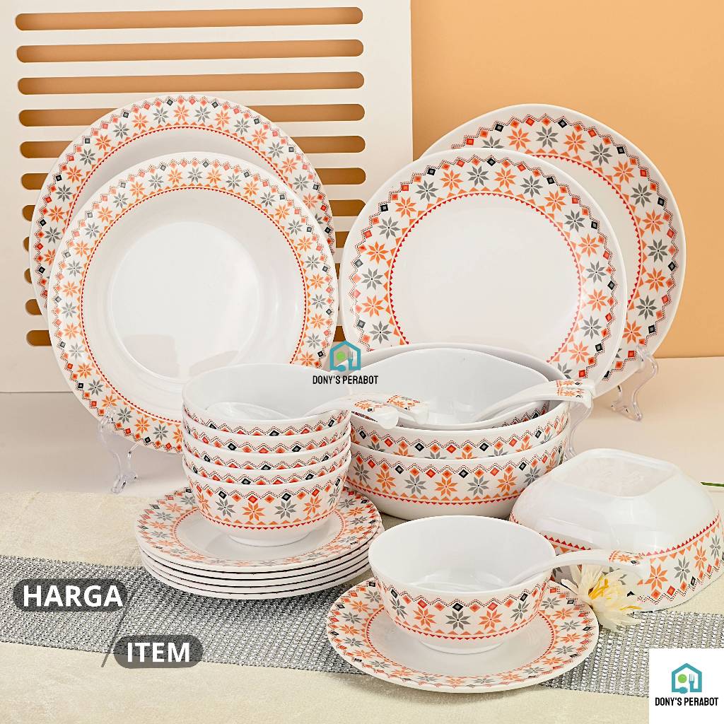 Jual Piring Mangkok Set Melamin (Motif Tidak Pudar) Piring Motif Bunga ...