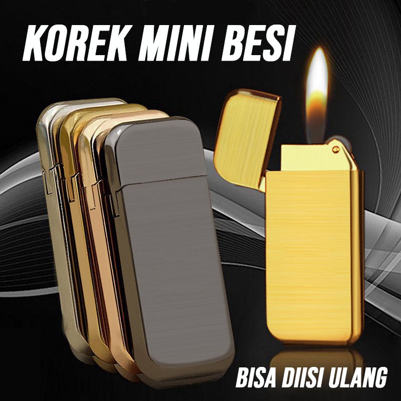 Jual BBAK korek Api Mini Slim Korek Api Gas Roda Body Besi Bisa Diisi ...