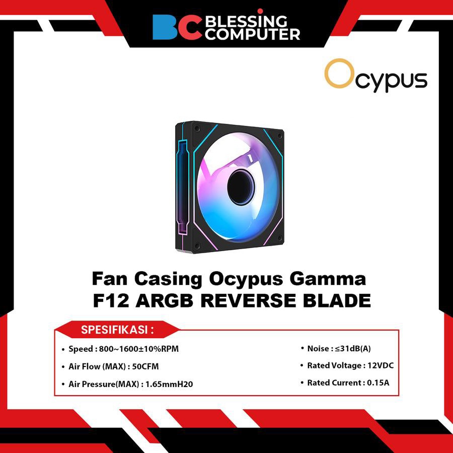 Jual Fan Casing Ocypus Gamma F12 ARGB REVERSE BLADE - Black | Shopee ...