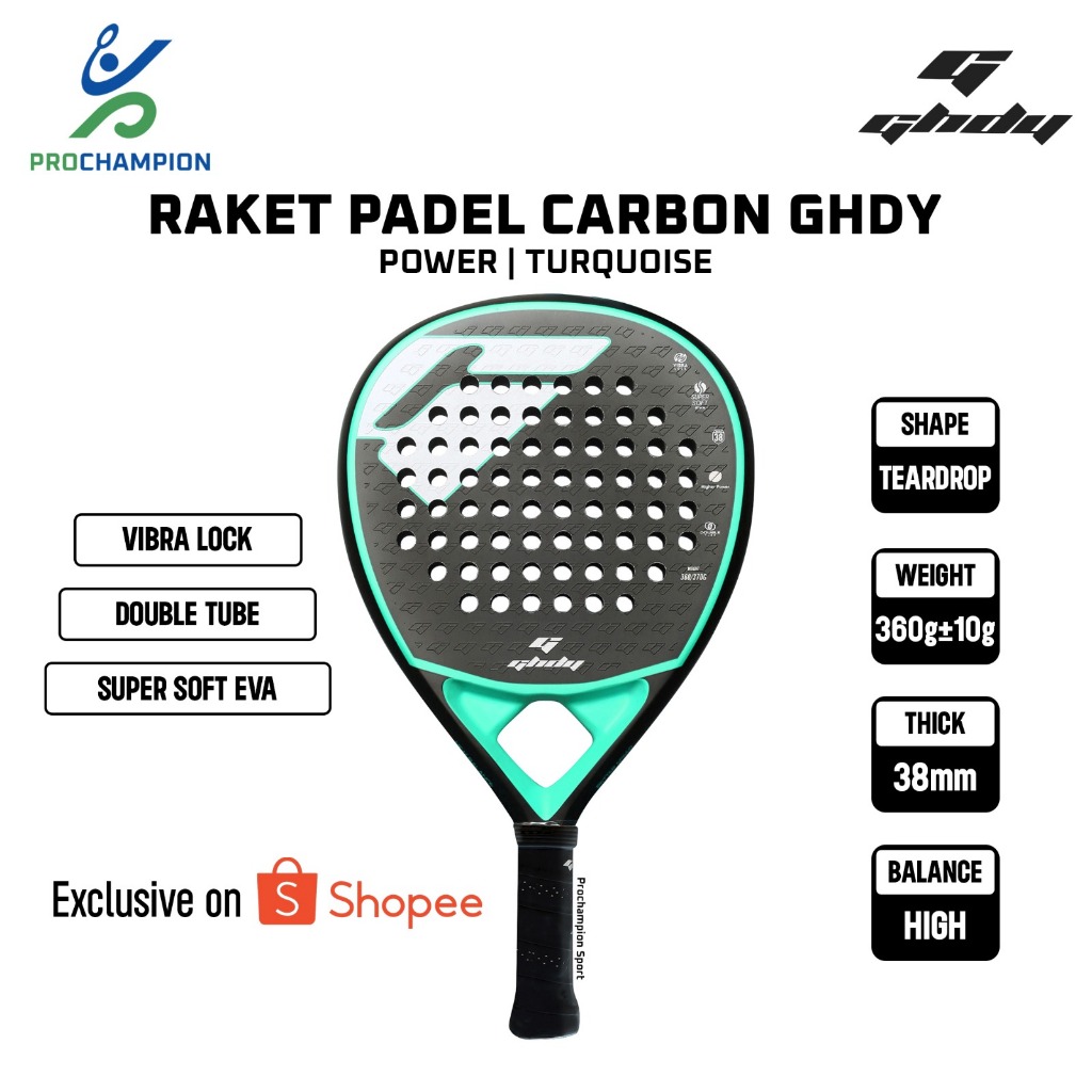 Jual Raket Padel Carbon GHDY Power Turquoise | Shopee Indonesia