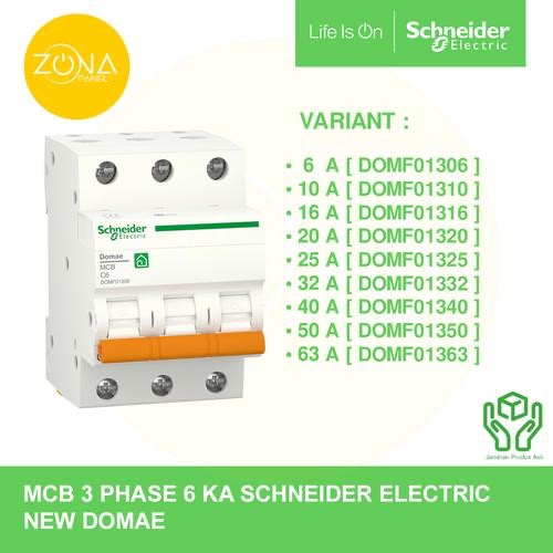 Jual MCB SCHNEIDER NEW DOMAE 3P 6A / 10A / 16A / 20A 6KA ORIGINAL | Shopee Indonesia