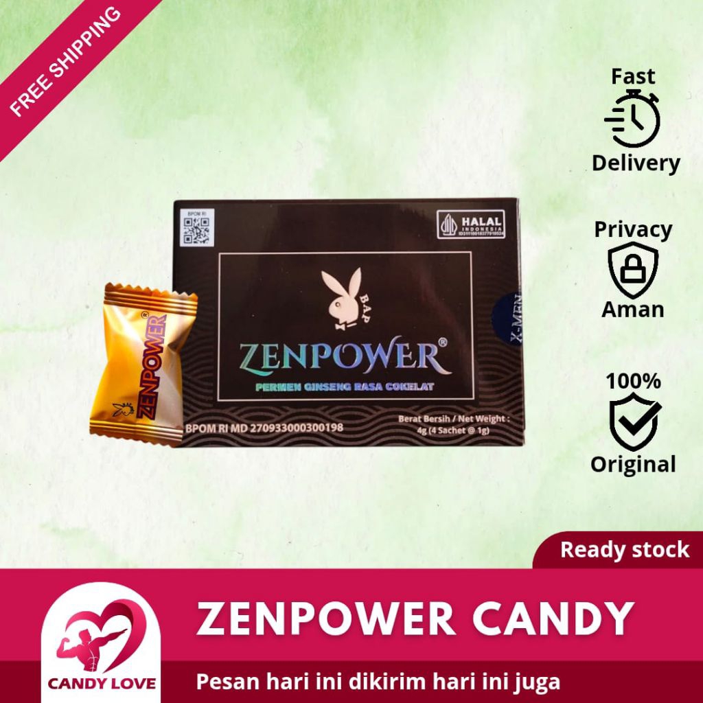 Jual Permen Zenpower Candy Original BPOM 1 Box Isi 4 Pcs Zen Power ...