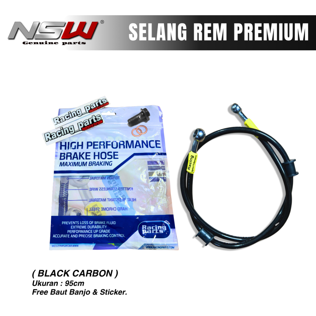 Jual Selang Rem Racing Parts Black Carbon 37Inch 95cm Universal Aerox ...