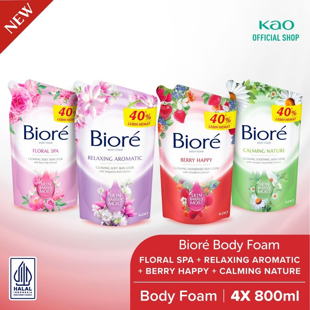 Jual Biore Body Foam Sabun Mandi Berry Happy 800ml + Calming Nature ...