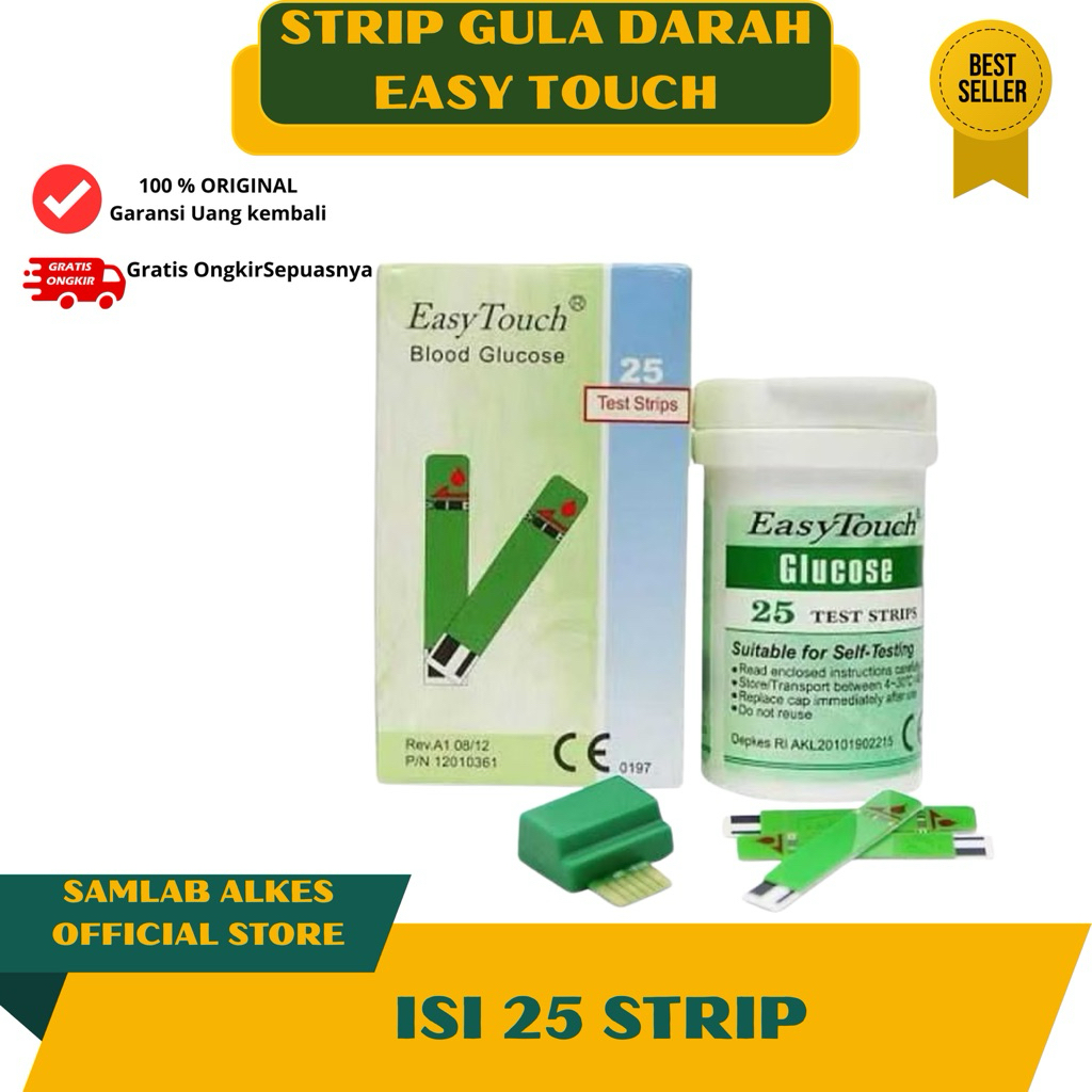 Jual Strip Easy Touch Glucose Test Cek Gula Darah Refill Isi 25 ...