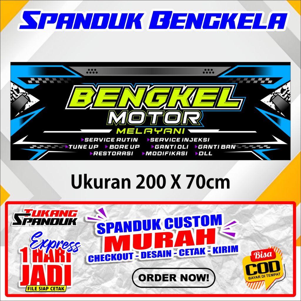 Jual Banner BENGKEL, Spanduk BENGKEL, ukuran 200x70 cm, COD / Banner ...