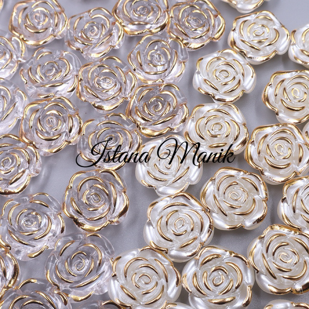 Jual Manik Mote Rose Mawar Flowers Black gold silver | Shopee Indonesia