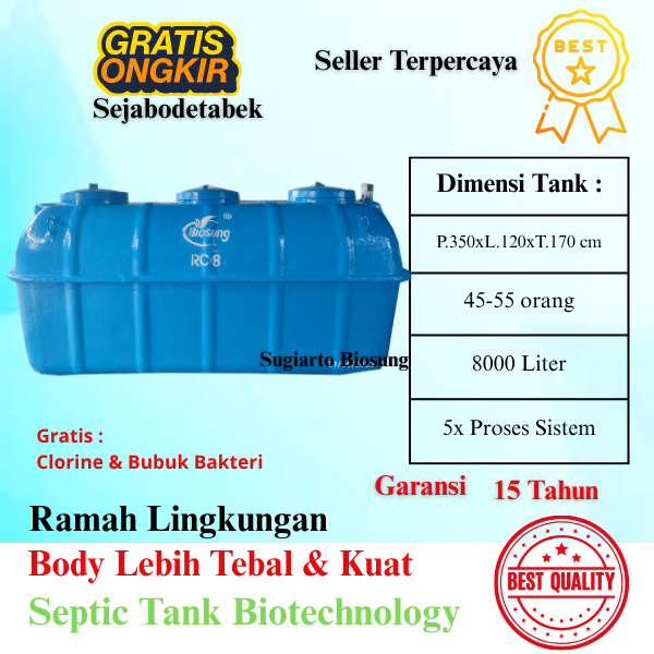 Jual Septic tank biotech 8000 Liter, septic tank biosung RC 8 kapasitas ...