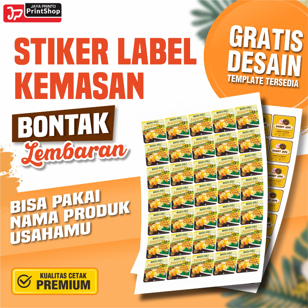 Jual Cetak Stiker Label Kemasan, Makanan, Minuman Minim Order 5lembar ...