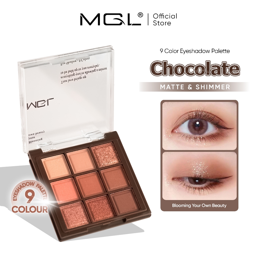 Jual MGL Eyeshadow Chocolate Palette 9 Color Nude Brown Series Matte ...