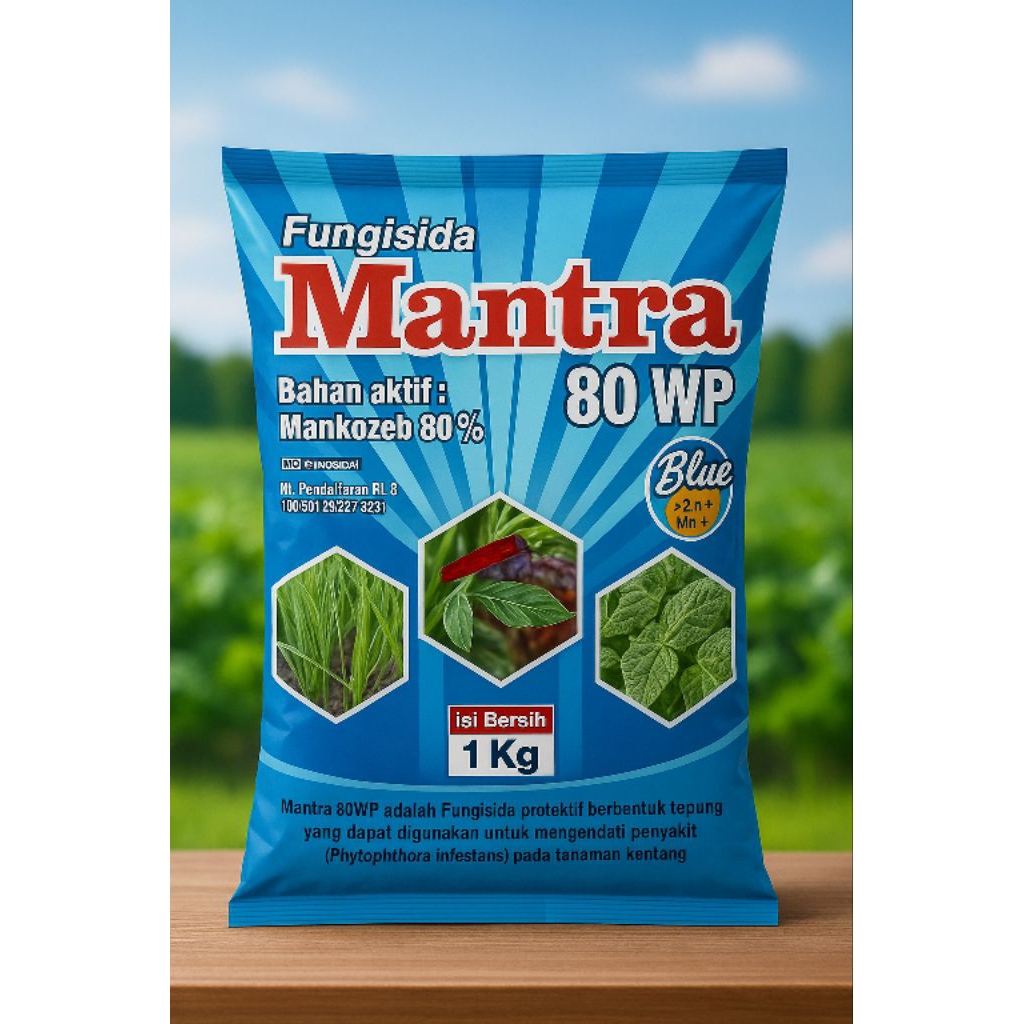 Jual fungisida MANTRA bahan aktif mancozeb 80wp mancozeb biru + ZN dan ...