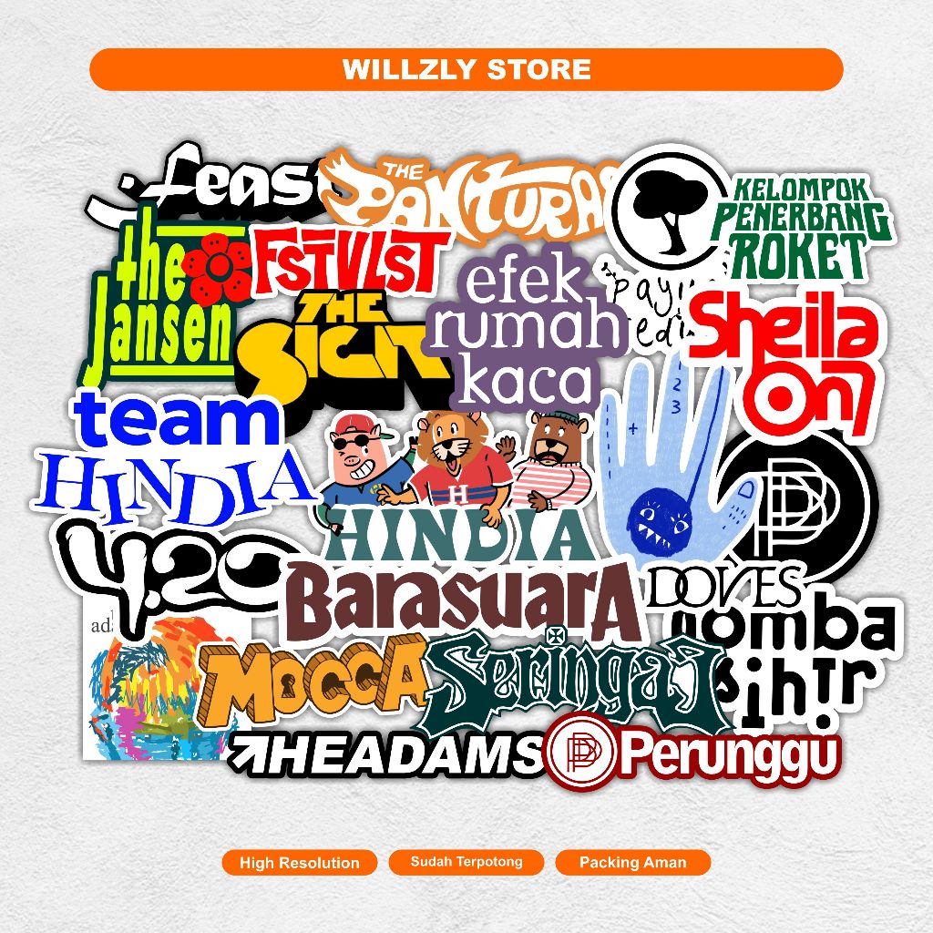 Jual COD Stickerpack Band 22pcs Sticker Bahan Whitegloss premium Anti ...